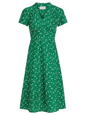 HVN Morgan Printed Silk Dress - Green