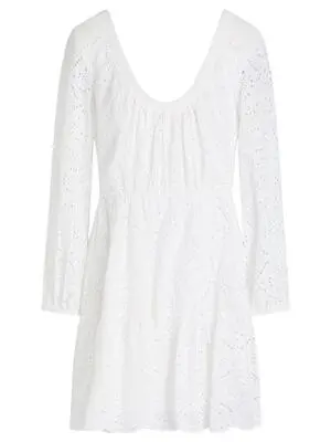 Veronica Beard Calibra Broderie Anglaise Cotton Mini Dress - White