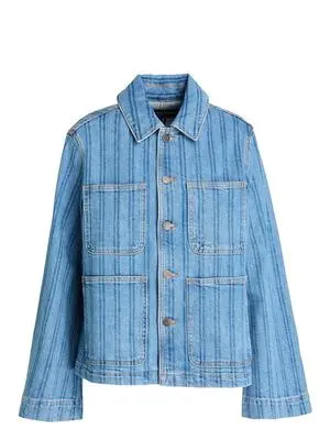Veronica Beard Dahl Striped Denim Jacket - Mid Denim