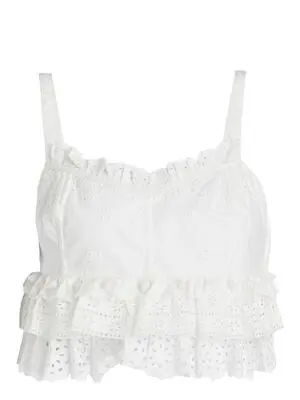 Ulla Johnson Clarissa Broderie Anglaise Cotton Top - Off-white