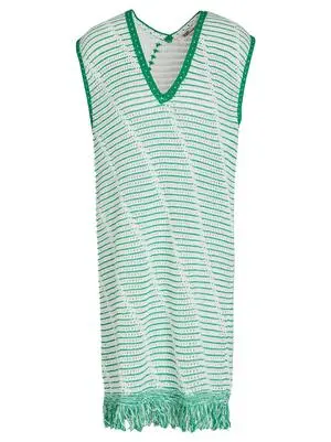 Diane Von Furstenberg Susana Striped Pointelle-knit Mini Dress - Jade