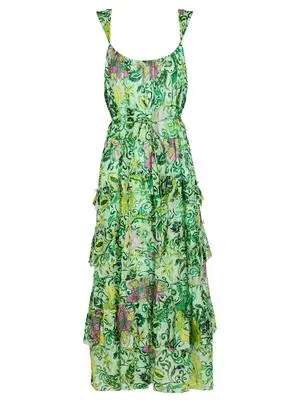 Diane Von Furstenberg Modena Tiered Midi Dress - Light Green