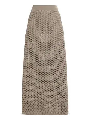 Brunello Cucinelli Crocheted Cotton Maxi Skirt - Taupe