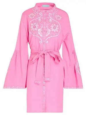 Melissa Odabash Everly Embroidered Mini Shirt Dress - Pink