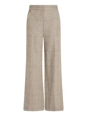 Veronica Beard Tonelli Prince Of Wales Checked Wide-Leg Pants Sand