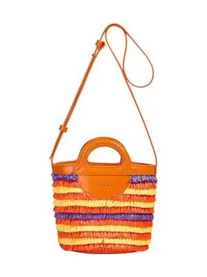 Marni Tropicalia Faux Raffia Bucket Bag - Orange