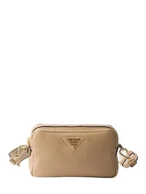 Prada Small Leather Shoulder Bag Neutral