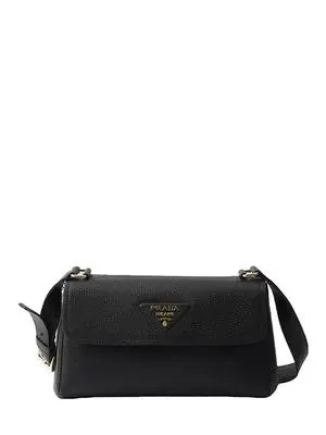 Prada Small Leather Shoulder Bag - Black