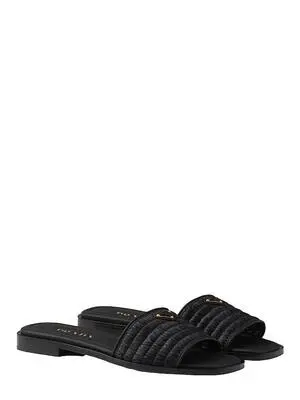 Prada Leather Slides With Crochet Details Black