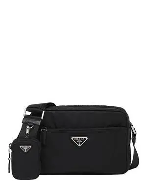 Prada Re-nylon Shoulder Bag With Detachable Pouch - Black