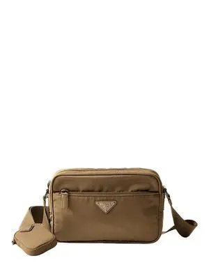 Prada Re-Nylon Shoulder Bag With Detachable Pouch Light Brown