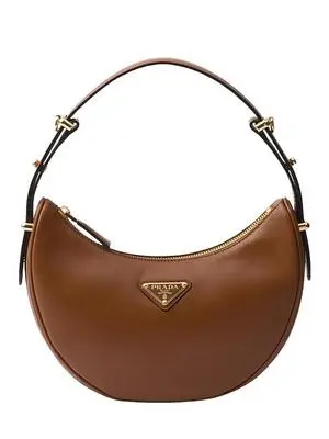 Prada Arque Small Leather Shoulder Bag Cognac