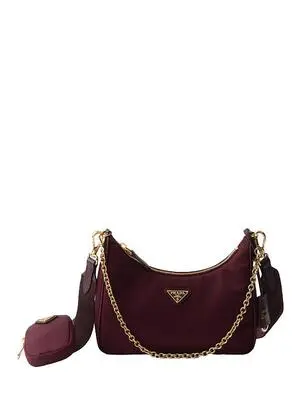 Prada Re-Edition 2005 Re-Nylon Bag With Saffiano Mini Bag Burgundy