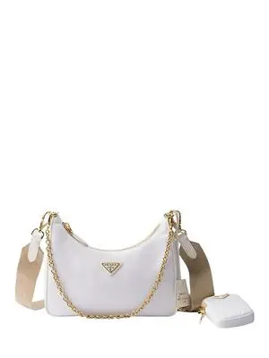 Prada Re-Edition 2005 Re-Nylon Bag With Saffiano Mini Bag White
