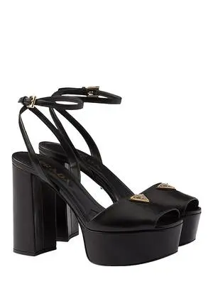 Prada Nappa Leather Platform Sandals - Black