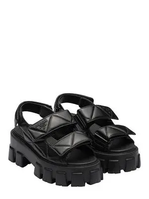 Prada Monolith Nappa Leather Sandals Black