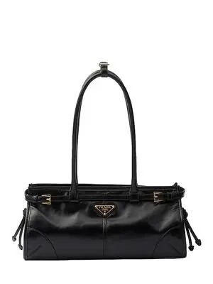 Prada Bonnie Medium Convertible Leather Shoulder Handbag - Black