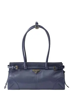 Prada Bonnie Medium Convertible Leather Shoulder Handbag - Blue