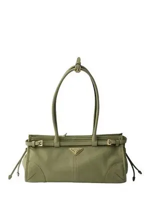 Prada Bonnie Medium Convertible Leather Shoulder Handbag Green