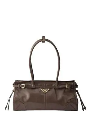 Prada Bonnie Medium Convertible Leather Shoulder Handbag - Pewter