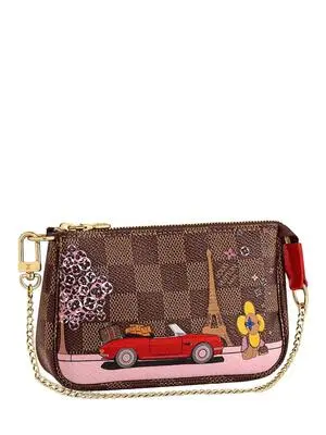 LOUIS VUITTON Mini Pochette Accessoires Damier Ebene Vivienne Paris - Red Lining