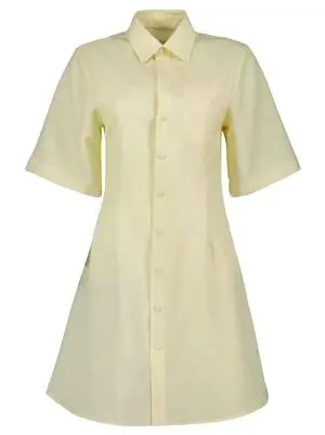 Ami Wool Shirt Dress - Yellow