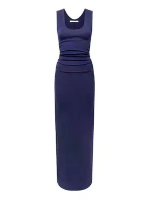 Another Tomorrow Ruched Tank Dress - Blue