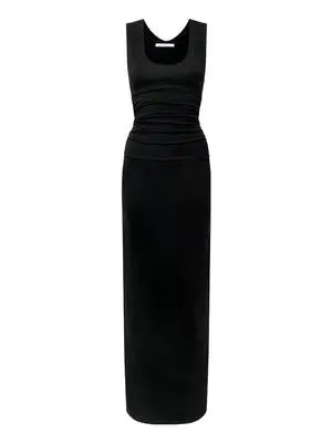 Another Tomorrow Ruched Tank Dress - Black