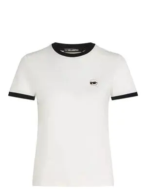 KARL LAGERFELD Ikon Contrasting-Trim Petite T-Shirt