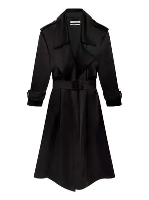 Another Tomorrow Satin-finish Trench Coat - Black
