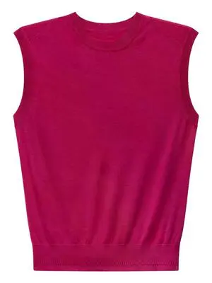 Another Tomorrow Fine-knit Wool Top - Pink