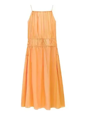 Another Tomorrow Gathered Scoop-back Dress - Orange