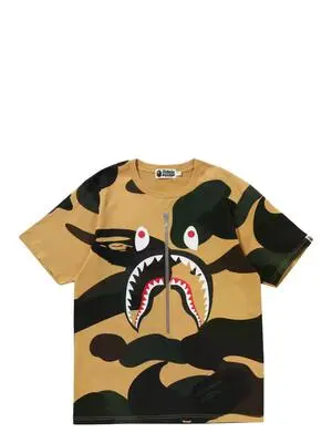 A BATHING APE Shark Attack Camouflage T-shirt - Yellow