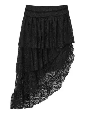 B+AB Asymmetrical Lace Mini Skirt - Black