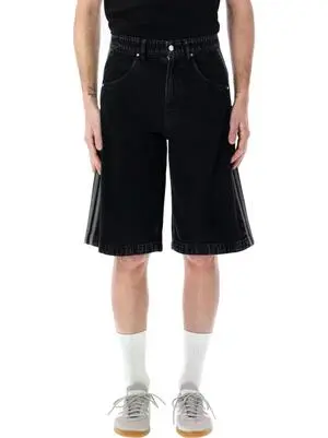 Adidas 3-stripe Denim Shorts - Black