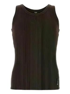 Fendi Ribbed Tank Top - Brown