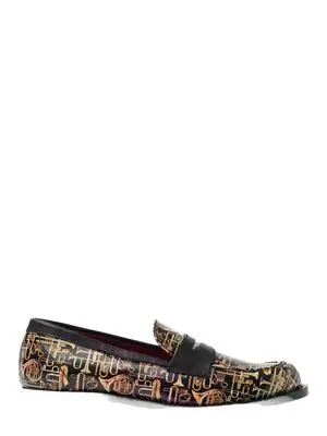 SCAROSSO Graphic-print Loafers - Black