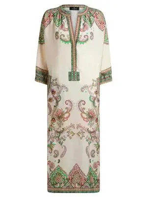 Etro Paisley-print Midi Dress - Neutrals