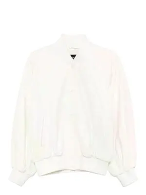 Cynthia Rowley Downtown Leather Bomber Jacket - Neutrals