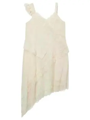 B+AB Asymmetric Lace-trimmed Dress - Neutrals