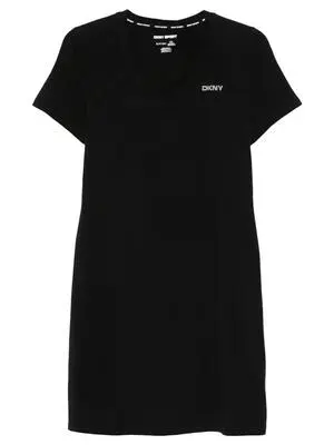 Dkny Studded-logo Mini Dress - Black