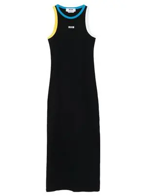 MSGM Contrasting-trim Maxi Dress - Black