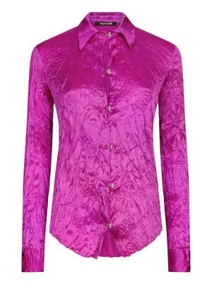 Roberto Cavalli Crinkle Silk Shirt - Pink