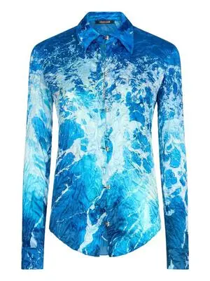 Roberto Cavalli Ocean-print Shirt - Blue