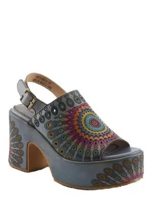 SPRING STEP SHOES Stevienix Platform Sandal - Denim Multi