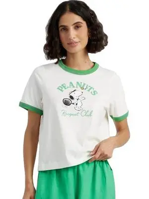 Chinti & Parker Cotton Snoopy Racquet Club T-shirt - Cream