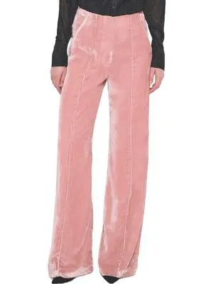 AS By DF Fiona Velvet Straight Leg Trousers - Blush Pink