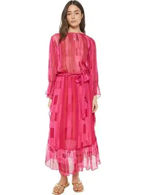 Natalie Martin Camille Maxi Dress With Sash - Pink