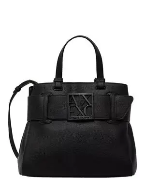 Armani Exchange Textured Leather Tote - Black