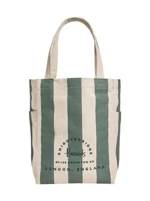 Harrods Striped Jute Logo Tote - Green